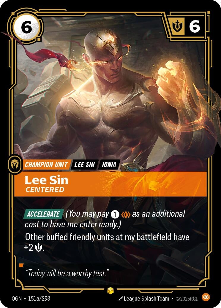 Lee Sin - Centered (Alternate Art) (151a/298) (OGN) – Game Knight Leagues